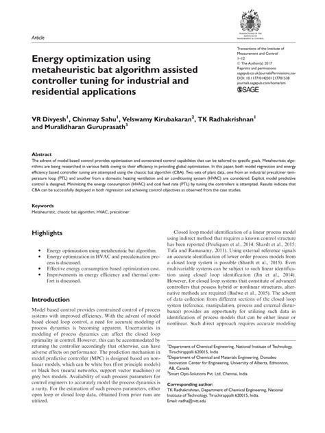 Pdf Energy Optimization Using Metaheuristic Bat Algorithm Assisted Controller Tuning For