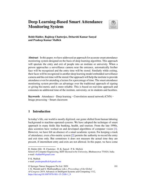 Pdf Deep Learning Based Smart Attendance Monitoring System