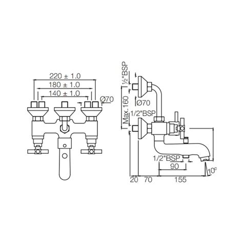 Jaquar 3 Way Wall Mixer Solo Sol Chr 6281 Normal Flow Chrome Finish