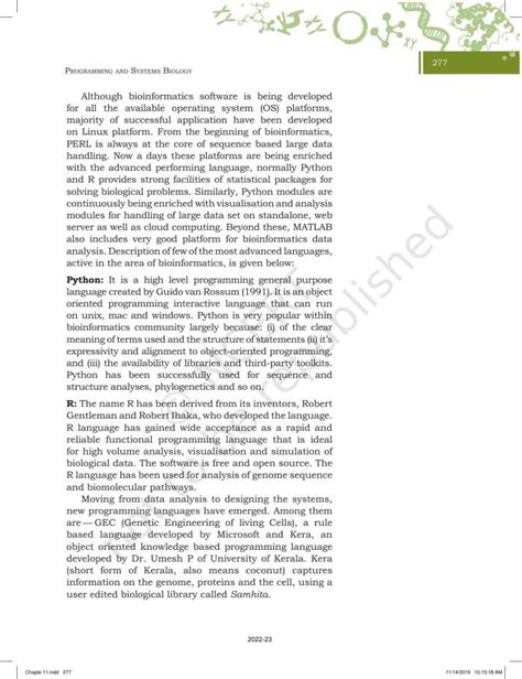 Ncert Book For Class 11 Biotechnology Chapter 11 Programming And Systems Biology