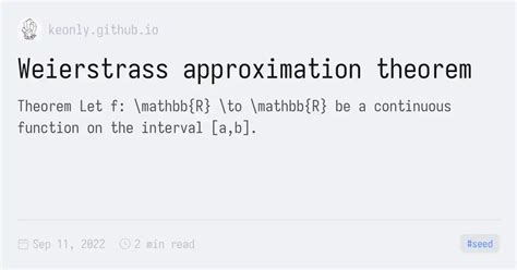 Weierstrass Approximation Theorem