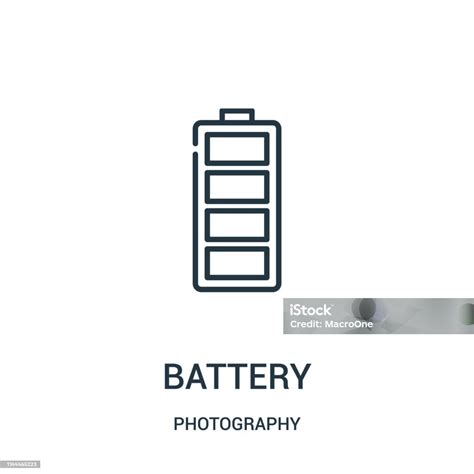 사진 컬렉션에서 배터리 아이콘 벡터입니다 얇은 라인 배터리 개요 아이콘 벡터 일러스트 레이 션 배터리 전원에 대한 스톡 벡터
