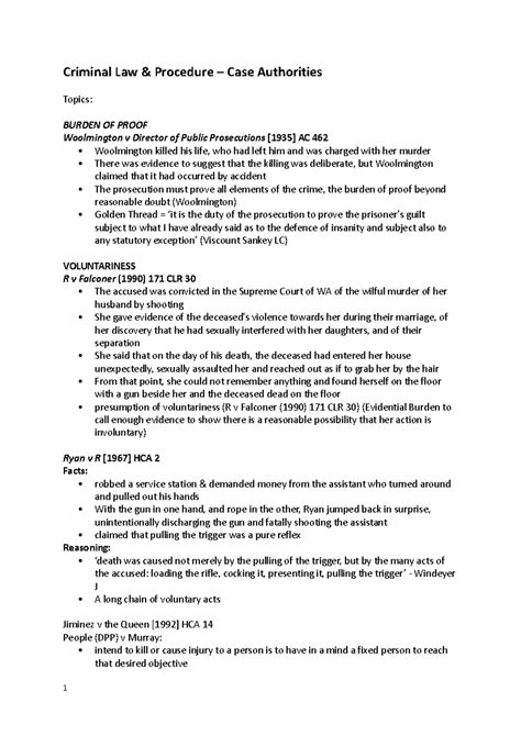 Criminal Law Cases Some Case Summaries Criminal Law And Procedure