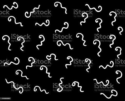 검은 색 배경에 낙서 스타일 아트에서 흰색 라인의 끝에 물결 모양선의 손으로 그린 배경 디자인 템플릿을 위한 추상적인 모던 프린트 벡터에 대한 스톡 벡터 아트 및 기타