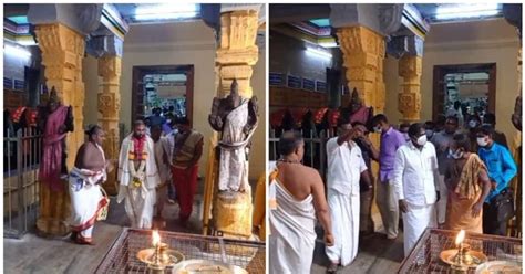 Subaskaran Allirajah பாரம்பரிய உடையில் மனைவியுடன் ராமேஸ்வரத்திற்கு வந்து சுவாமி தரிசனம் செய்த
