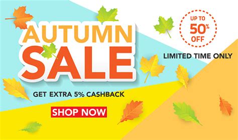 글자와가 판매 플라이어 템플릿입니다 밝은 잎을가 포스터 카드 레이블 배너 디자인입니다 벡터 일러스트 레이 션 10월에 대한 스톡