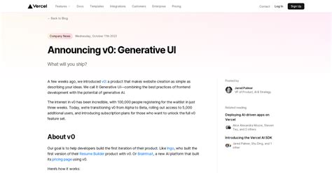 V0 Generative Ui Ai Tool For Websites
