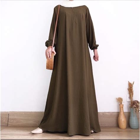 Jual Gamis Abaya Crinkle Air Folw Model Polos Moderen Gamis Terbaru
