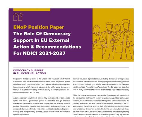 The Role Of Democracy Support In Eu External Action And Recommendations For Ndici 2021 2027 Enop