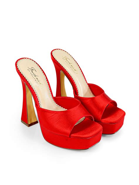 Elaina Platform Mule Heel Red Fredericks Of Hollywood