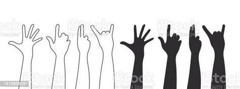 손 제스처 실루엣 팀워크 협업 투표 자원 봉사 콘서트 벡터 일러스트 레이 션 두 물체에 대한 스톡 벡터 아트 및 기타 이미지