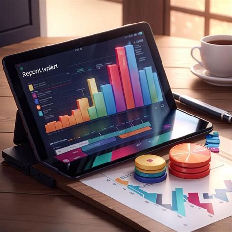 Premium Ai Image 3d Financial Report Chart Data Analysis And Web Development Concept Tablet