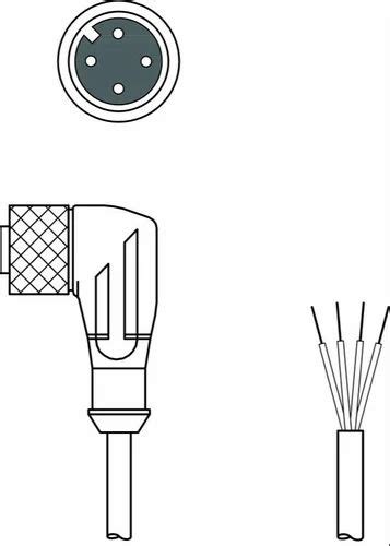 Black Pvc Kd U M12 4w V1 020 Connection Cable Part No 50130688