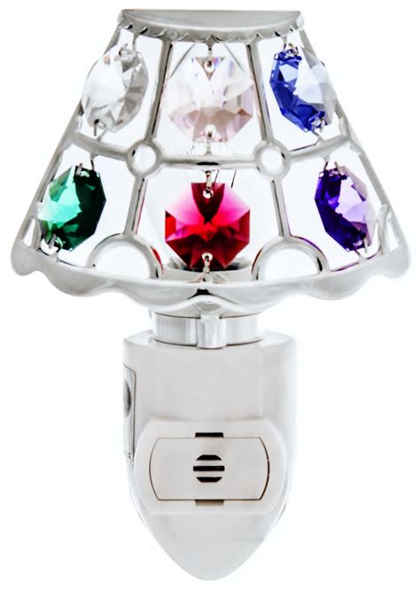 Lamp Shade Silver Night Light Crystal Blue Inc
