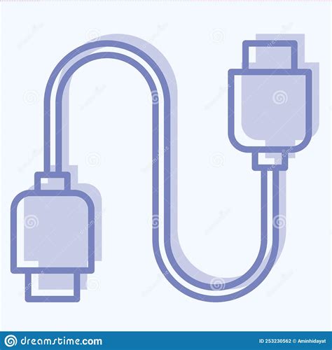 Icon Cable Suitable For Computer Components Symbol Two Tone Style Simple Design Editable