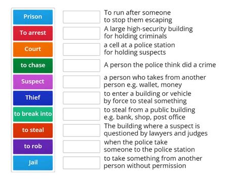 A2 Crime Vocabulary Match Up