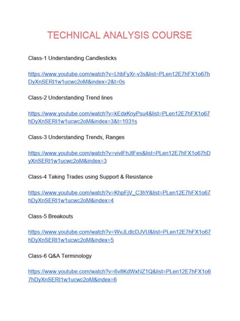 Technical Analysis Course Download Free Pdf Technical Analysis Market Trend
