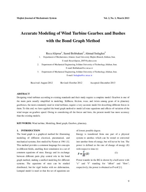 Pdf Accurate Modeling Of Wind Turbine Gearbox And Bushes With The