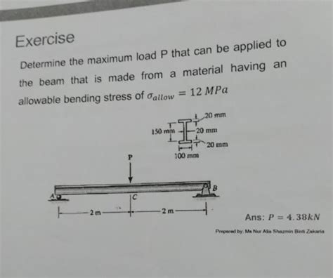 Solved Exercise Determine The Maximum Load P That Can Be Chegg