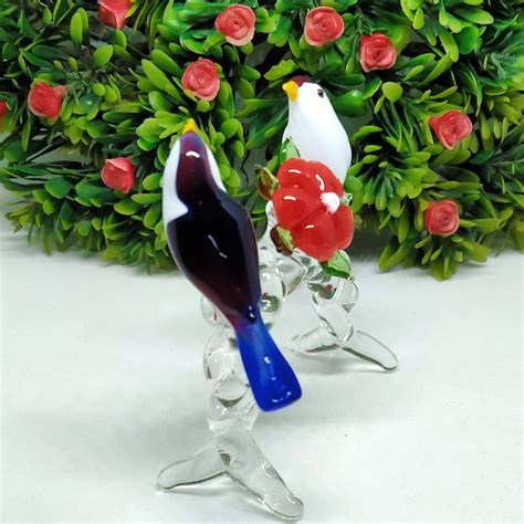 Murano Handmade Glass Art Birds With Branch Home Ornaments Etsy
