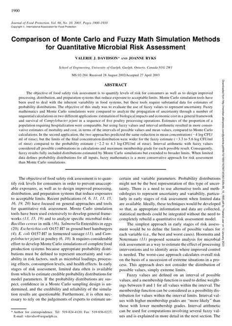 pdf comparison of monte carlo and fuzzy math simulation methods for