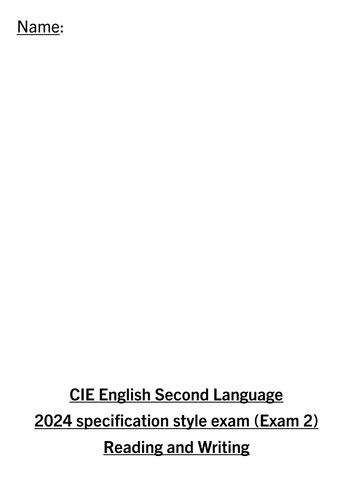 Cie Igcse English Second Language 2024 Teaching Resources