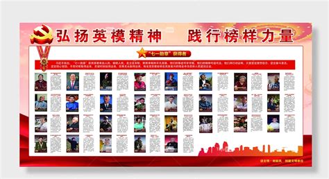 七一勋章获得者模范榜样七展板素材模板下载 图巨人