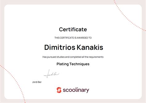 Certificate Scoolinary