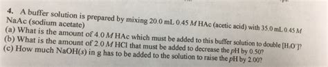 Solved A Buffer Solution Is Prepared By Mixing ML Chegg
