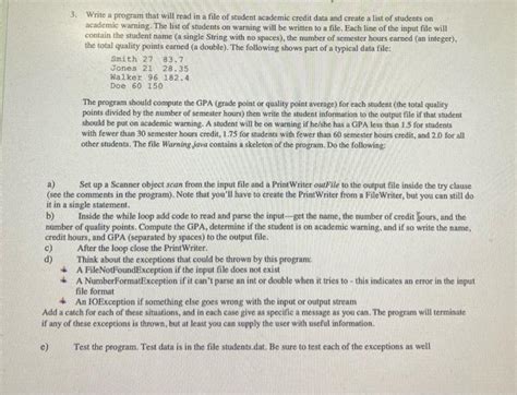 Solved 3 Write A Program That Will Read In A File Of