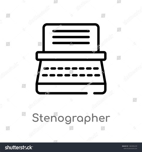 Outline Stenographer Vector Icon Isolated Black Stock Vector Royalty