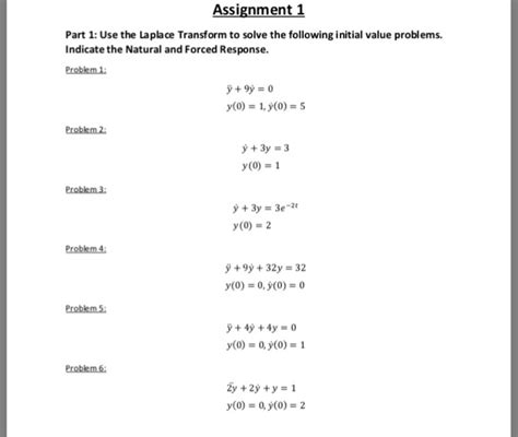 solved assignment 1 part 1 use the laplace transform to