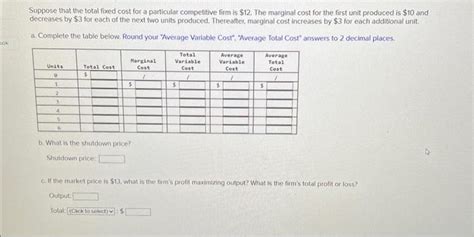 Solved Suppose That The Total Fixed Cost For A Particular Chegg