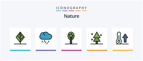 Nature Line Filled 5 Icon Pack Including Nature Leaf Nature Ecology
