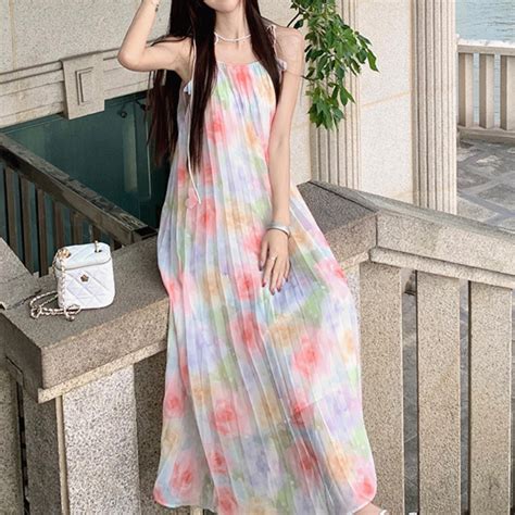 여름신상휴양지원피스 플라워 파스텔 리본 슬링 나시 주름 플리츠 롱원피스 데이트룩 바캉스룩 비치룩 여행룩 여름 휴양지룩