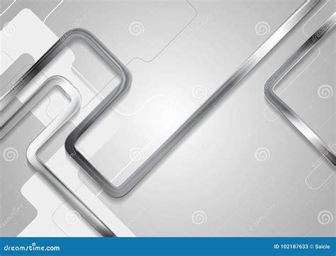 Grey Tech Abstract Background With Metallic Stripes Stock Vector Illustration Of Brochure