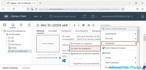 Create Snapshots Of A Vmware Vsphere 67 Virtual Machine Vm To Quickly Restore Its State