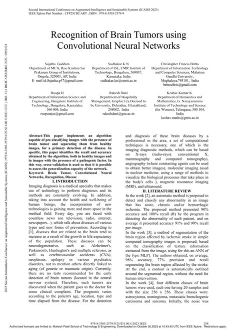 Pdf Recognition Of Brain Tumors Using Convolutional Neural Networks