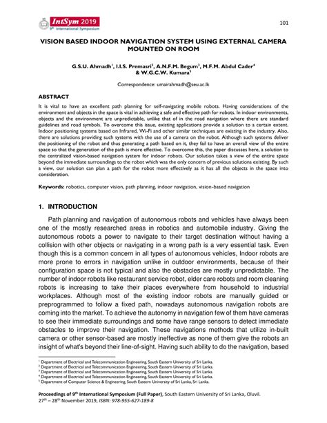 Pdf Vision Based Indoor Navigation System Using External Camera