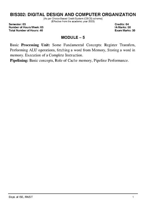 Bis302 Ddco Module 5 Notes Bis302 Digital Design And Computer