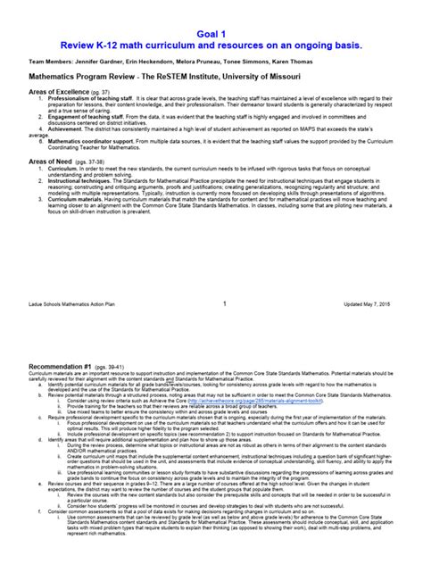 Math Action Plan Pdf