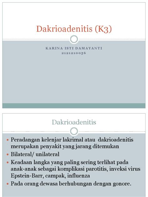 Dakrioadenitis K3 Pdf