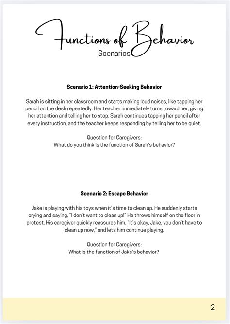 Functions Of Behavior Scenarios For ABA Parent Training Engaging Resource To Track