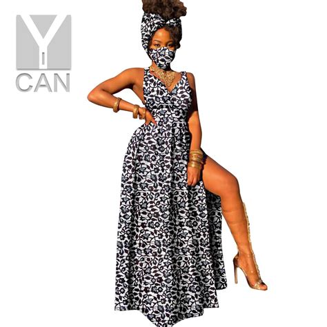 African Dresses For Women Sexy Party Clothes Ankara Print Long Vented