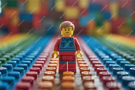 Premium Photo A Lego Man Standing In Front Of A Row Of Legos