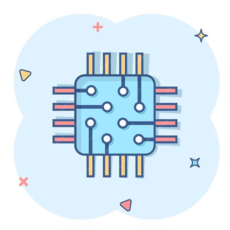 Premium Vector Computer Cpu Icon In Comic Style Circuit Board Cartoon