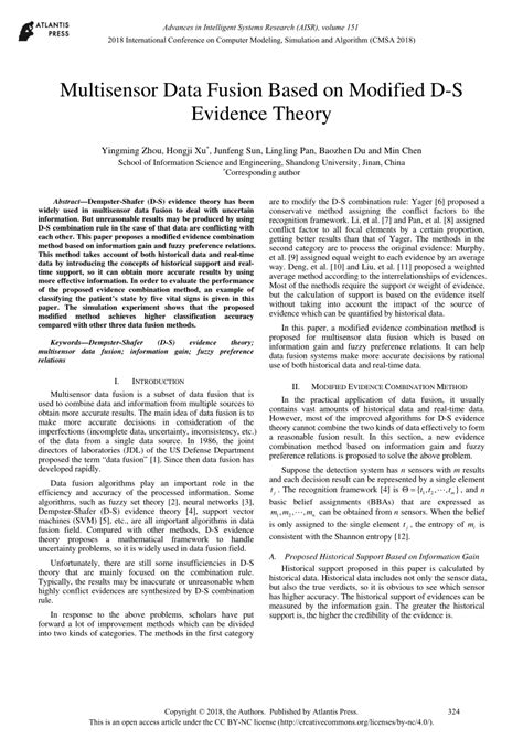 Pdf Multisensor Data Fusion Based On Modified D S Evidence Theory