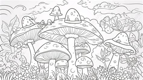 버섯과 식물 배경을 갖춘 어린이를 위한 재미있고 교육적인 색칠 공부 페이지 어린 배경 색상 배경 아이들 심기 배경 이미지 Hd 어린 색상 아이들 심기 배경 사진