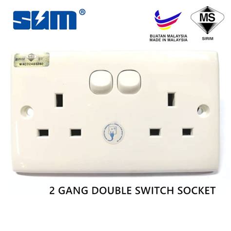 Sum 13a Double Switch Socket Outlet 13a Sirim Electric Wall Switched Socket Plug 3 Pin 2 Gang