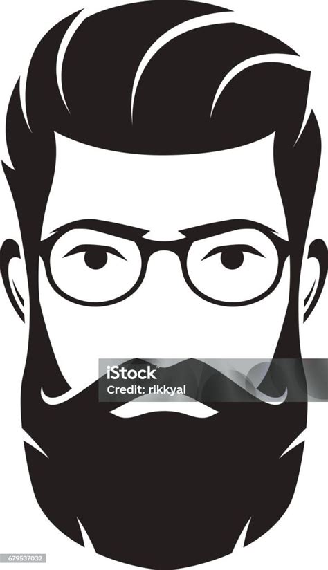 수염 난된 남자 얼굴 Hipster 문자입니다 벡터 일러스트입니다 남자 꽁지머리에 대한 스톡 벡터 아트 및 기타 이미지 남자